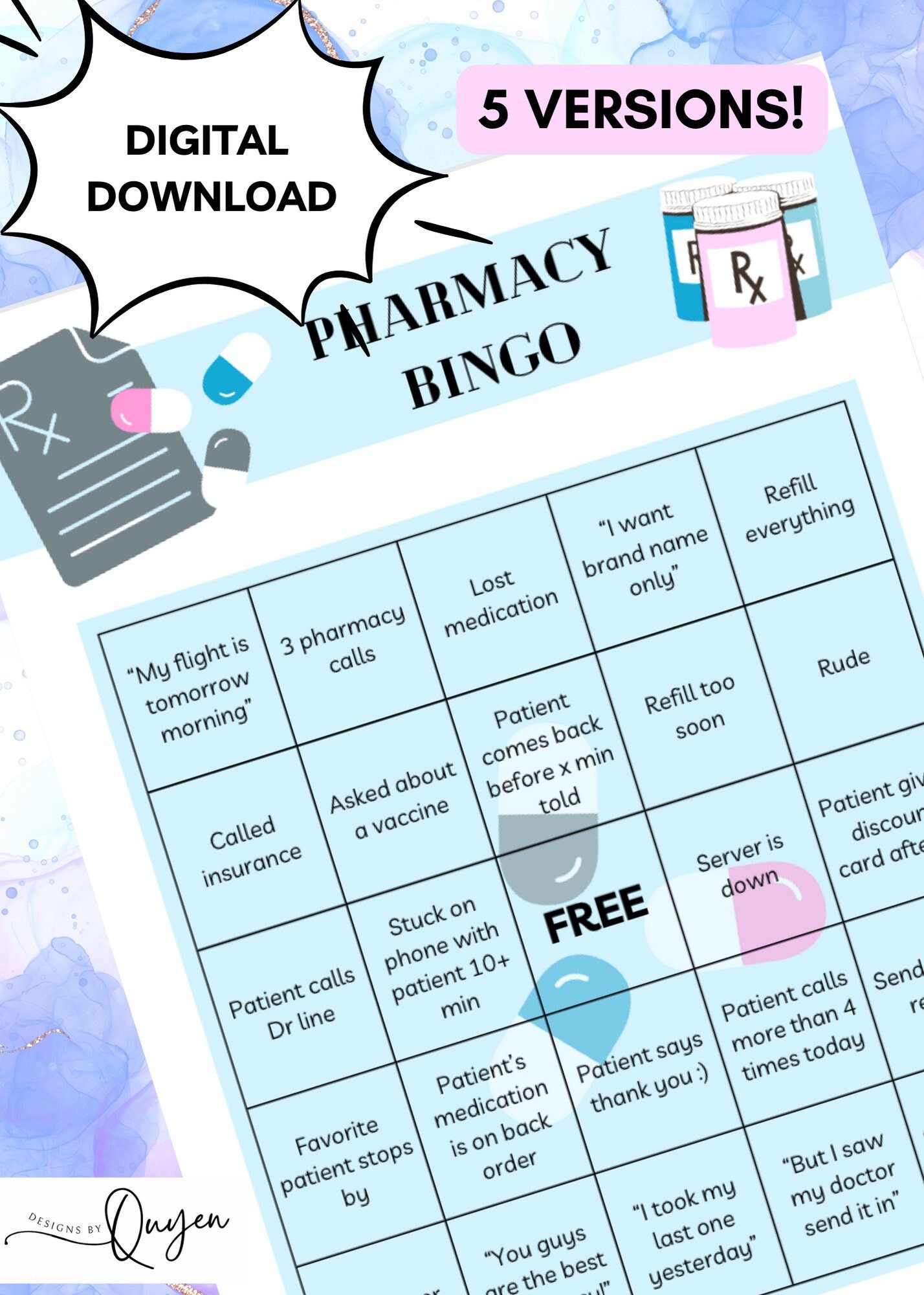 Retail Pharmacy Bingo Game | Fillable PDF - Etsy