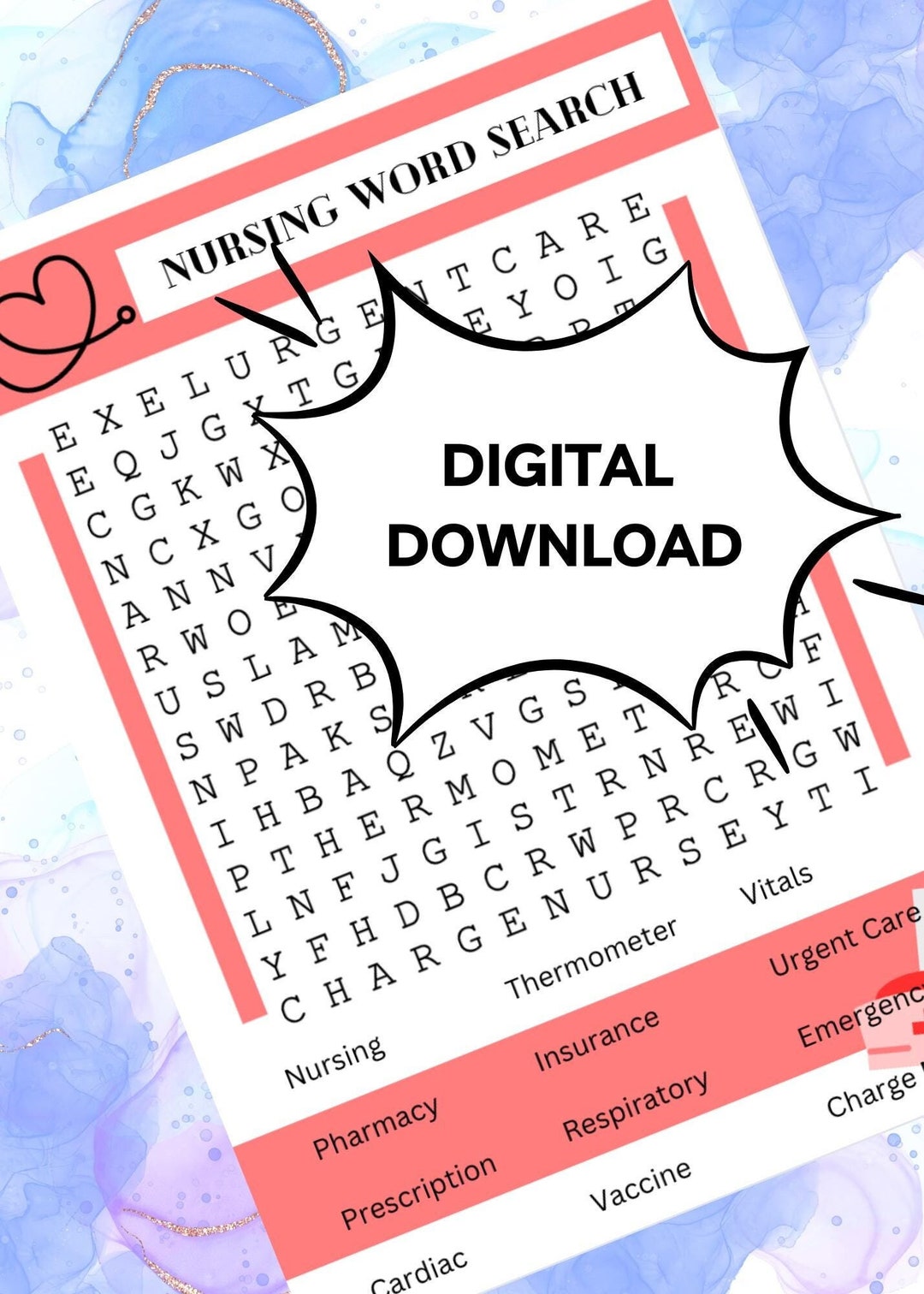 Nursing Word Search Game - Etsy
