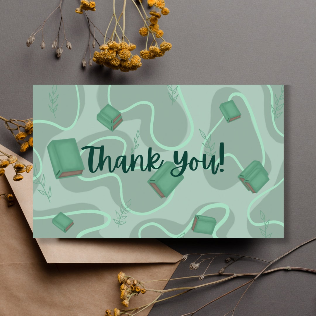 Printable Thank You Card for Book Lover Bookish Thank You Card for ...