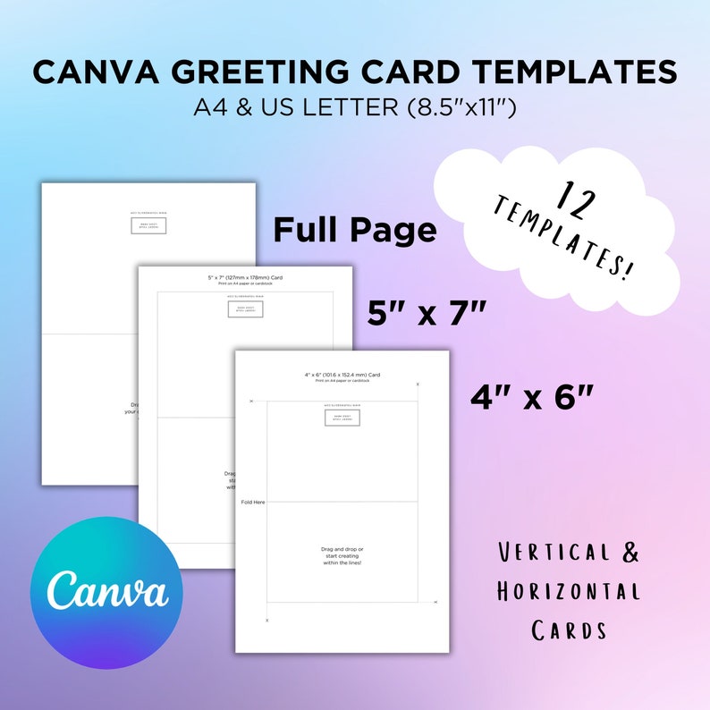 Printable Greeting Card Canva Template Bundle 5x7 4x6 Editable - Etsy UK