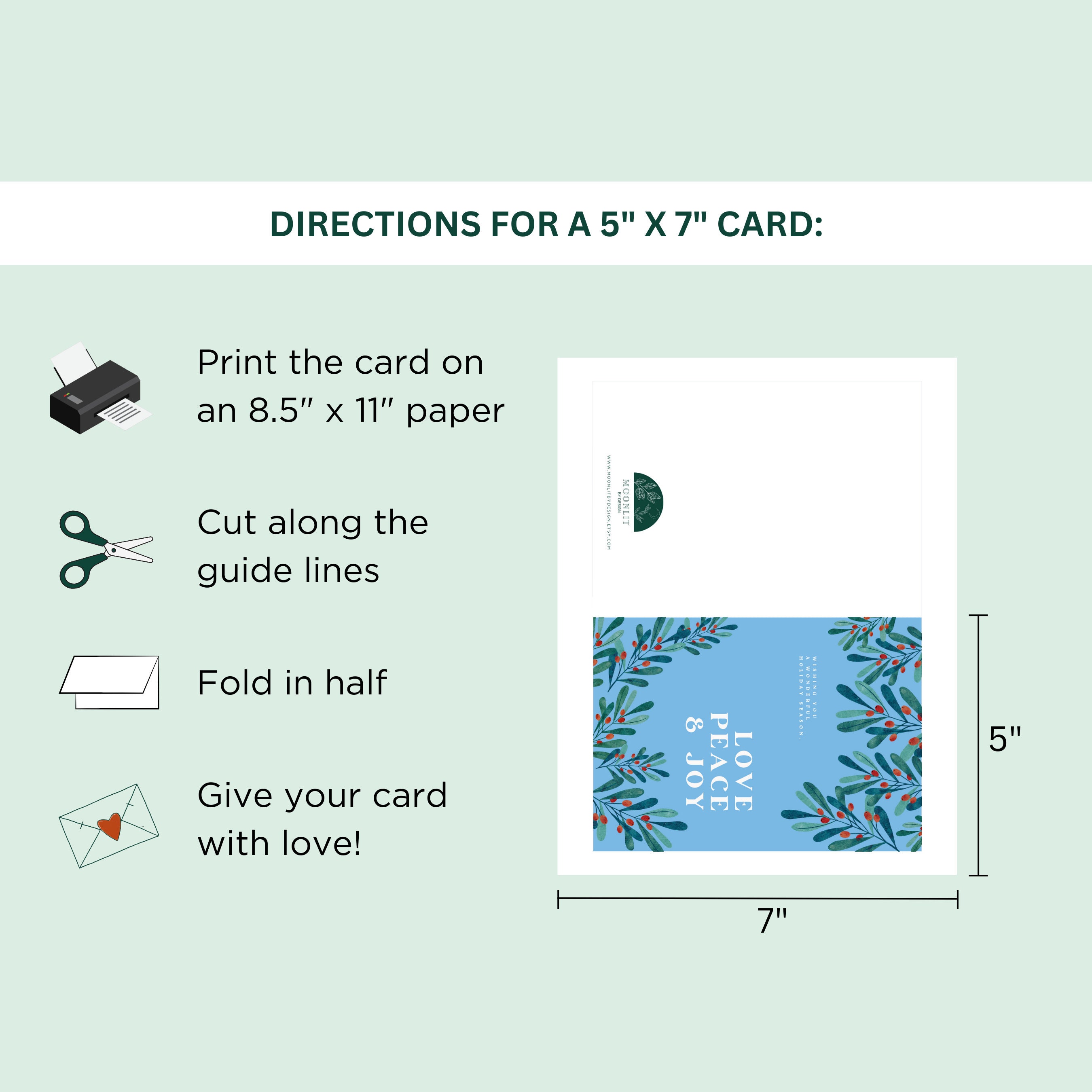 Printable Christmas Card Happy Holidays Card Winter Greeting - Etsy