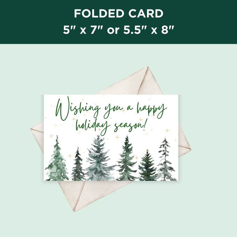 Printable Christmas Card Happy Holidays Card Winter Greeting Card ...