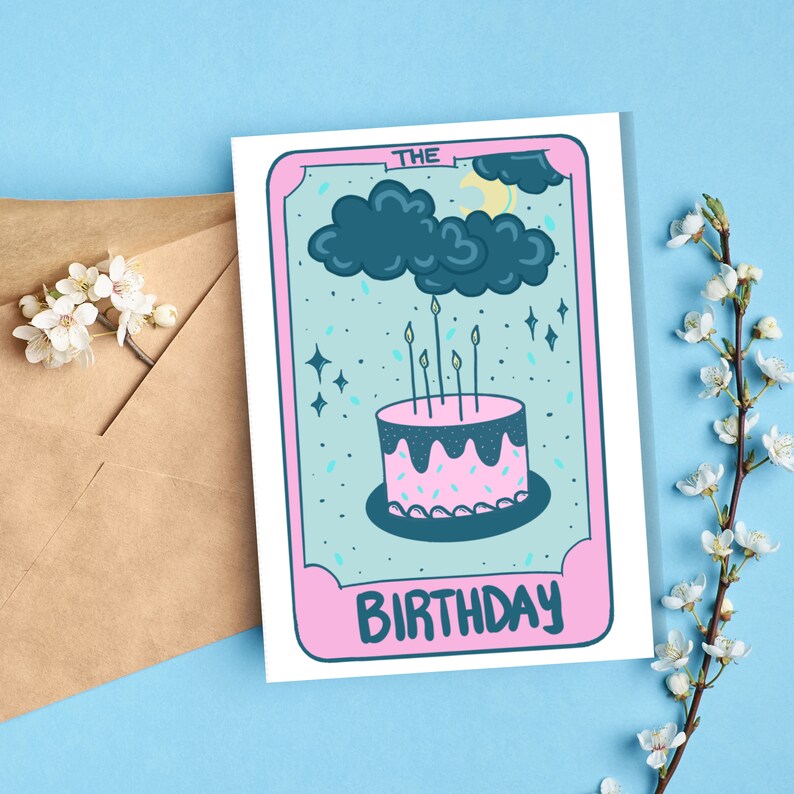 Printable Birthday Card Tarot Witchy Birthday Card for Her Celestial ...
