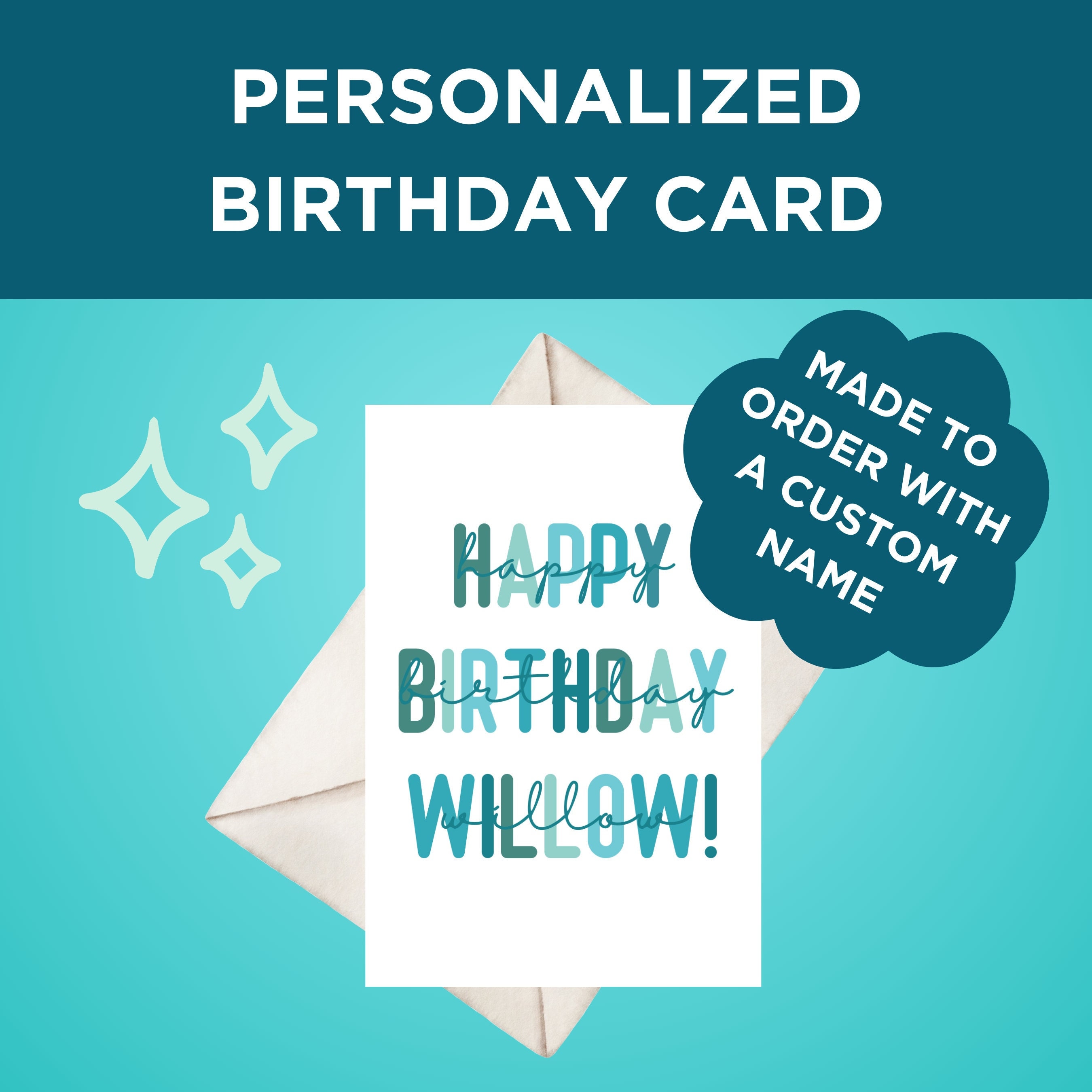 Personalized Birthday Card With Name Printable Custom Birthday - Etsy