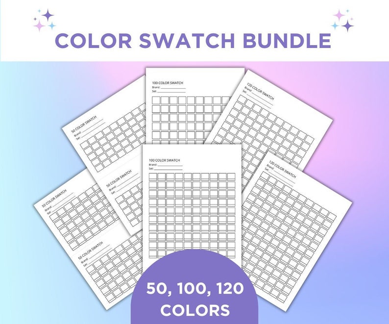 Color Swatch Chart Bundle Blank Color Chart Printable Color Swatch ...