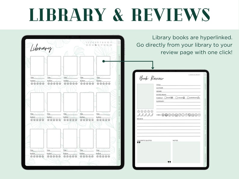Digital Reading Journal for Goodnotes Digital Reading Tracker for iPad ...
