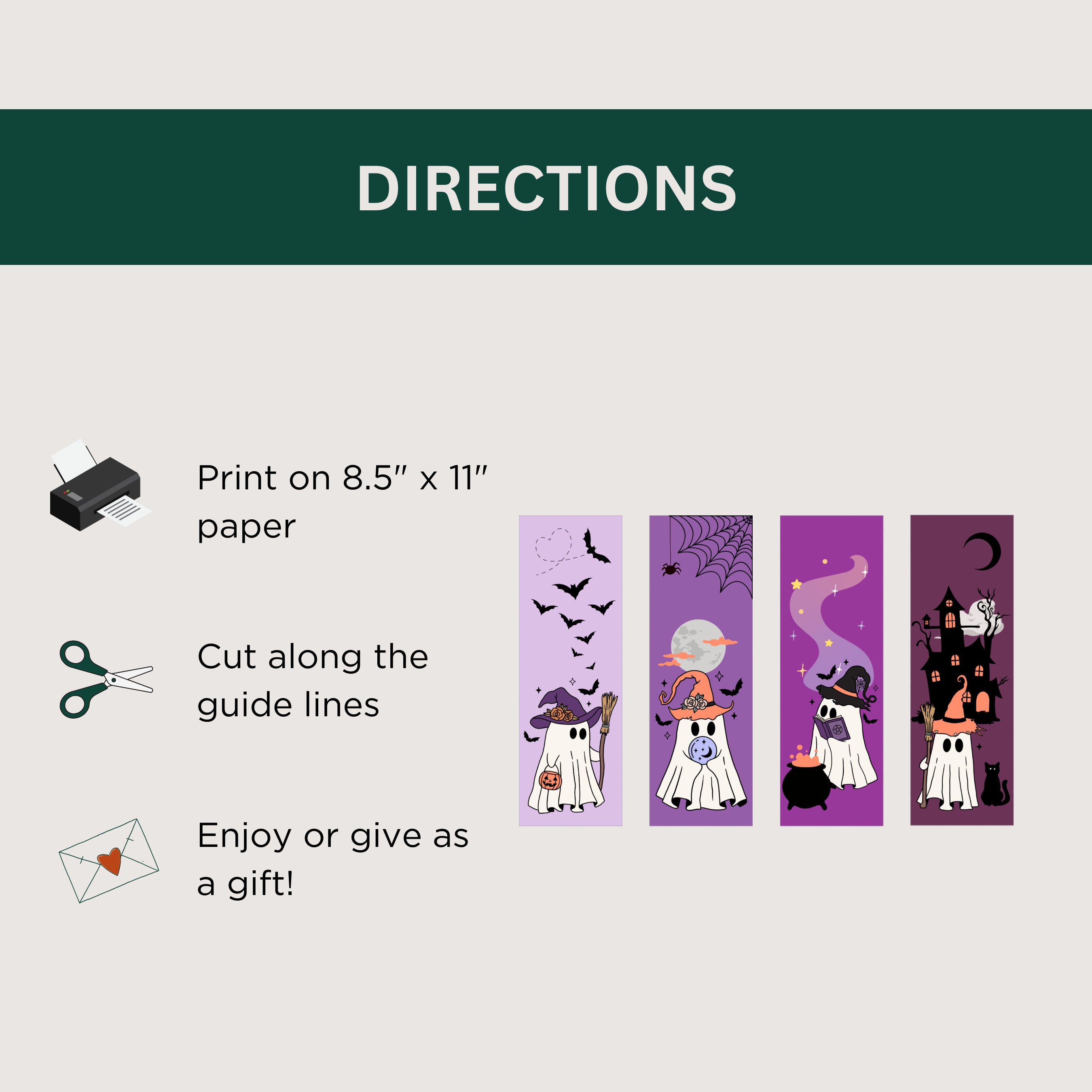 Halloween Bookmarks Ghost Spooky Bookish Bookmark for Reader Bookmark ...