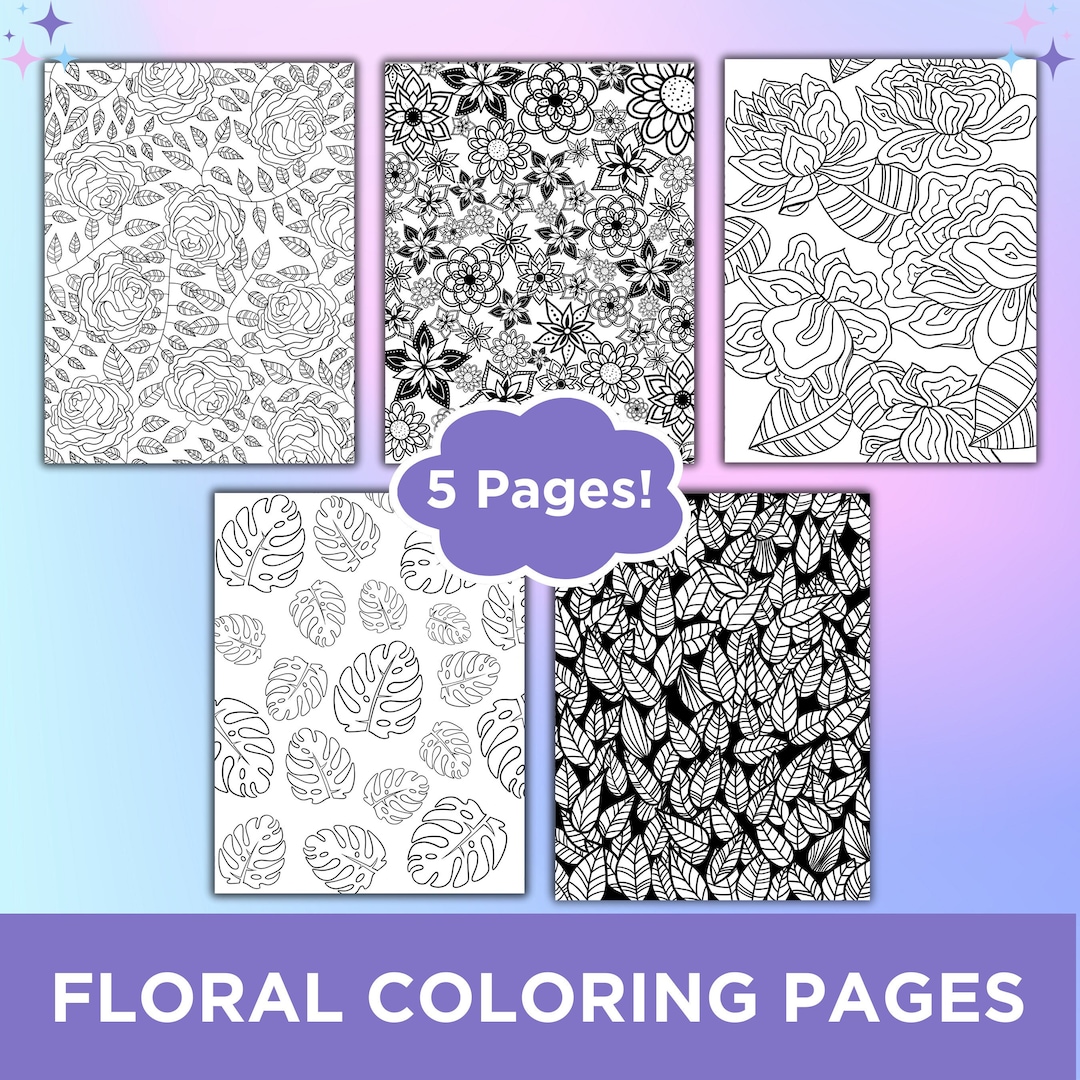 Printable Floral Coloring Pages Self Care Coloring Sheets Coloring ...