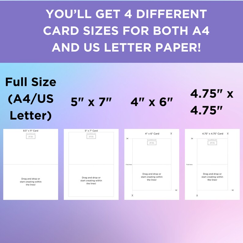 Printable Greeting Card Canva Template Bundle 5x7 4x6 Editable Drag and ...