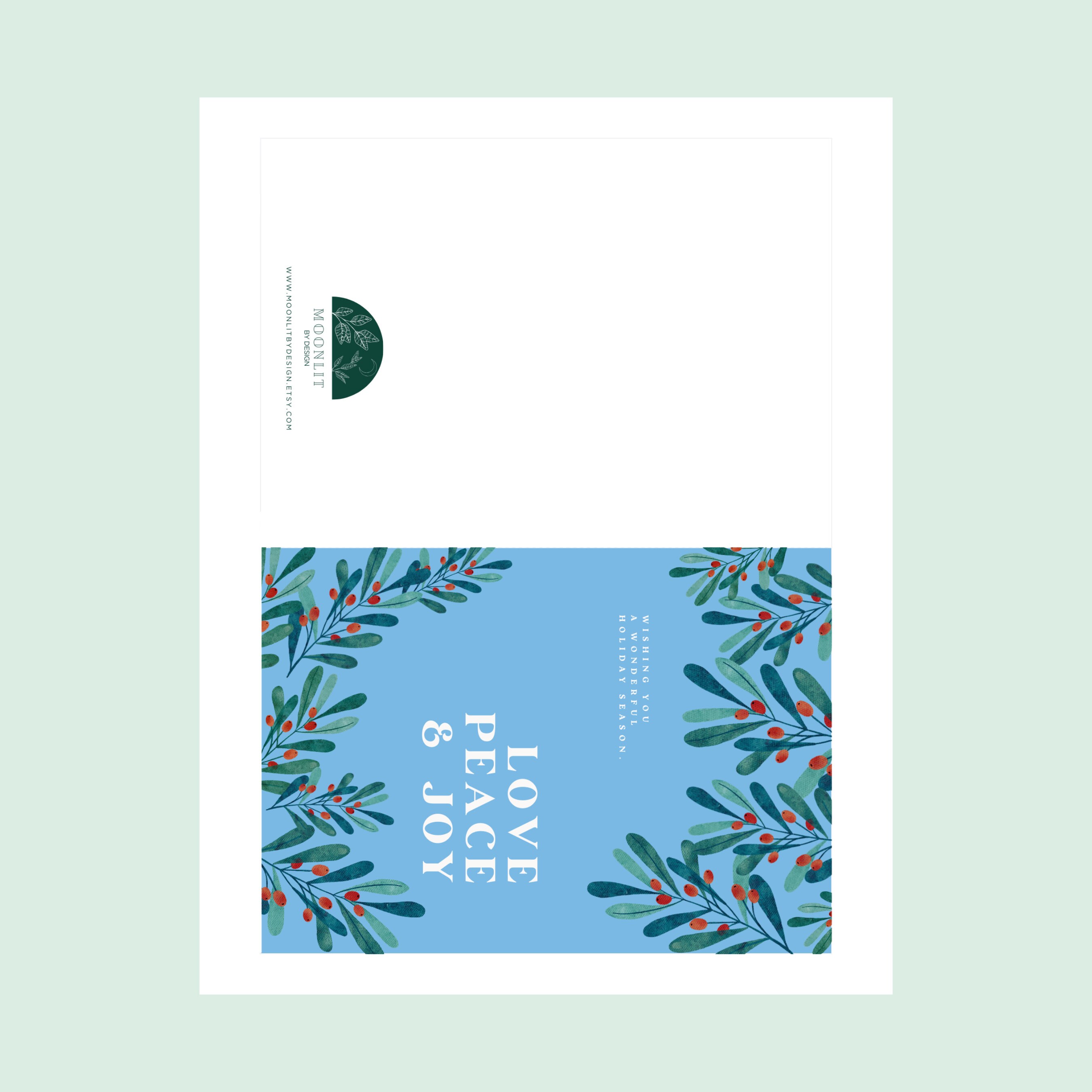Printable Christmas Card Happy Holidays Card Winter Greeting - Etsy
