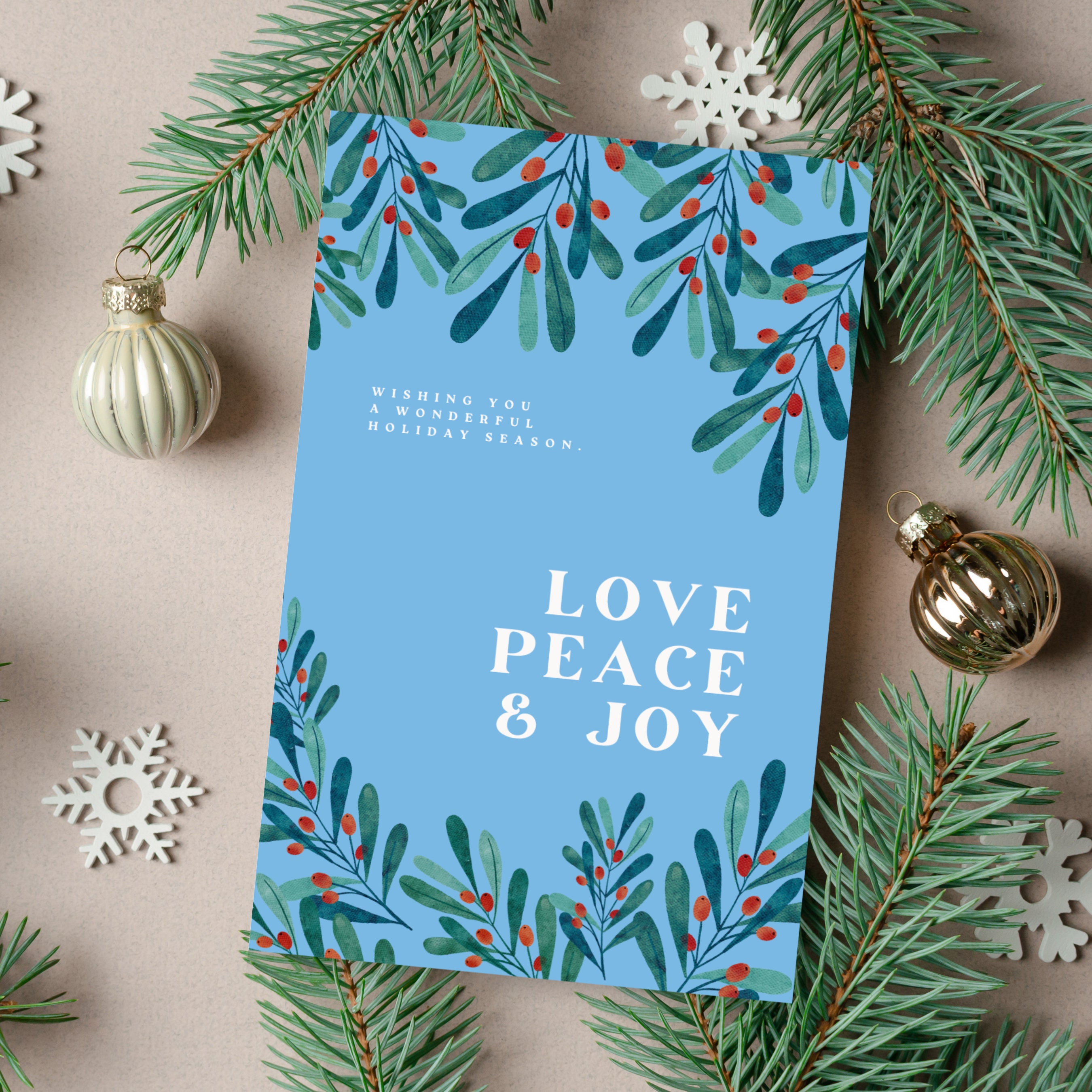 Printable Christmas Card Happy Holidays Card Winter Greeting - Etsy