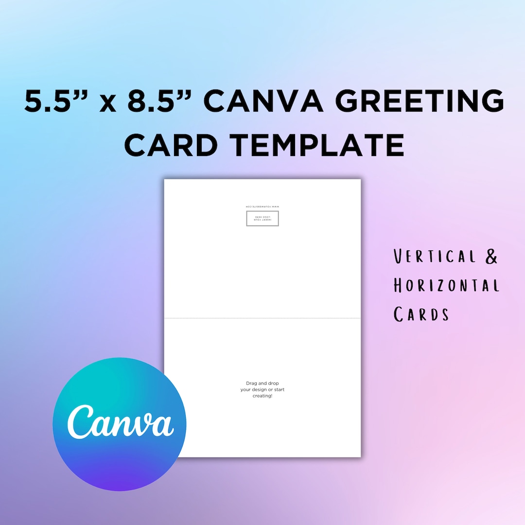 Printable 5.5”x8.5” Greeting Card Canva Template Editable Drag and Drop ...