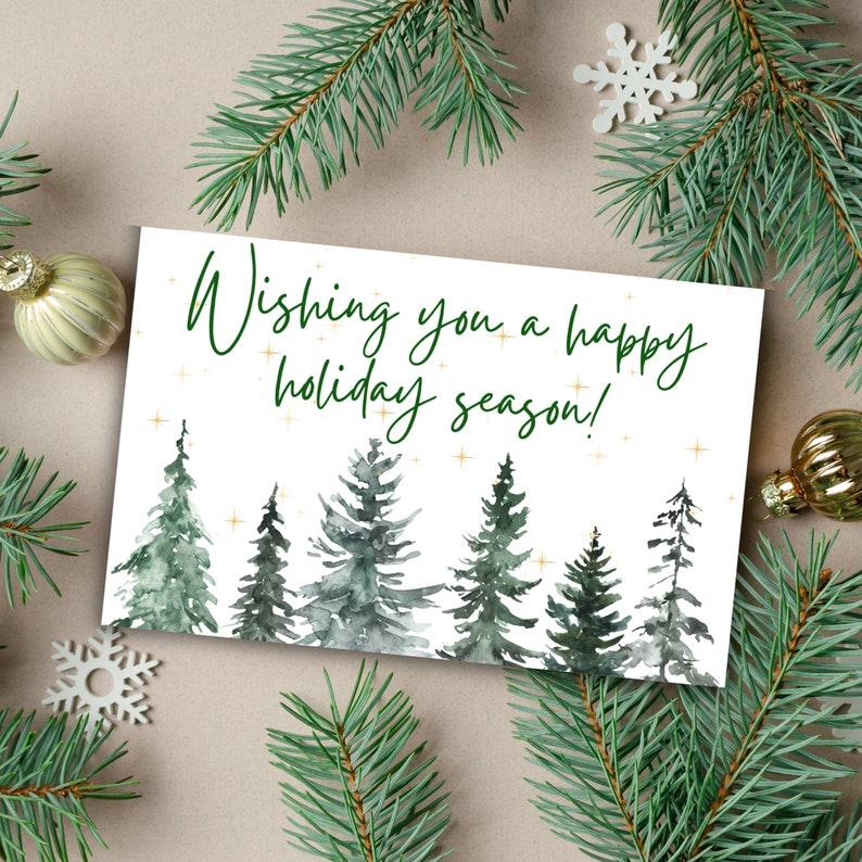 Printable Christmas Card Happy Holidays Card Winter Greeting Card ...