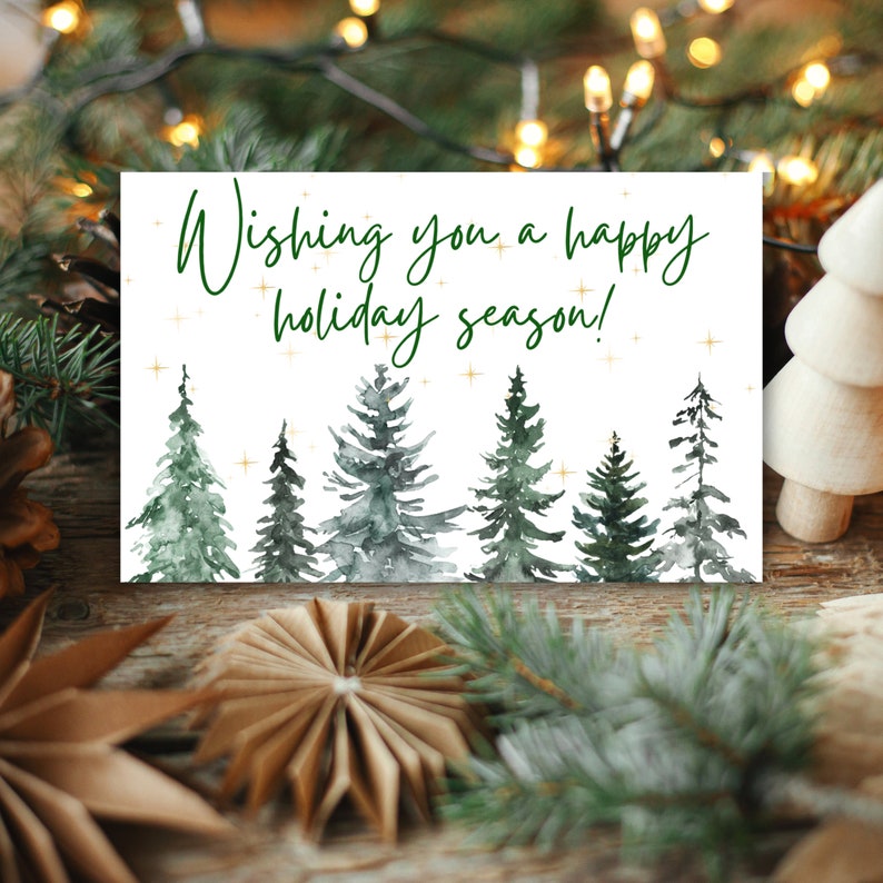 Printable Christmas Card Happy Holidays Card Winter Greeting Card ...