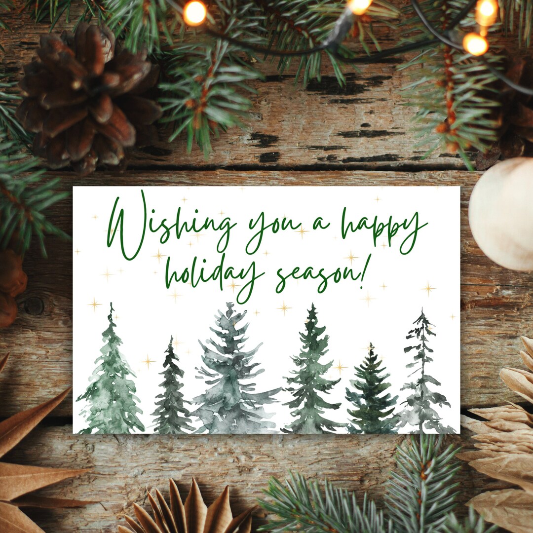 Printable Christmas Card Happy Holidays Card Winter Greeting Card ...