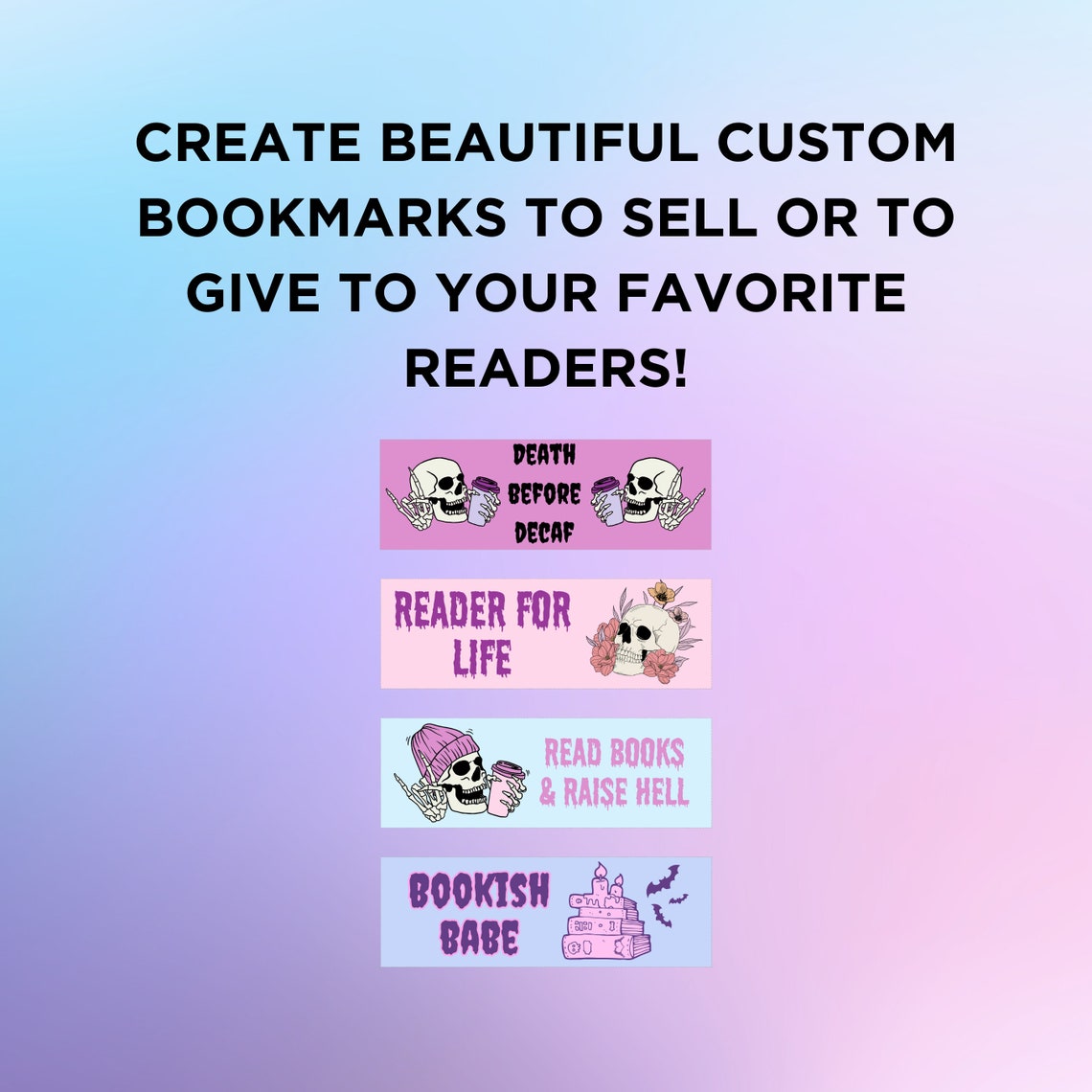 Printable Bookmark Canva Template 2x6 Bookmarks Editable Drag and Drop ...