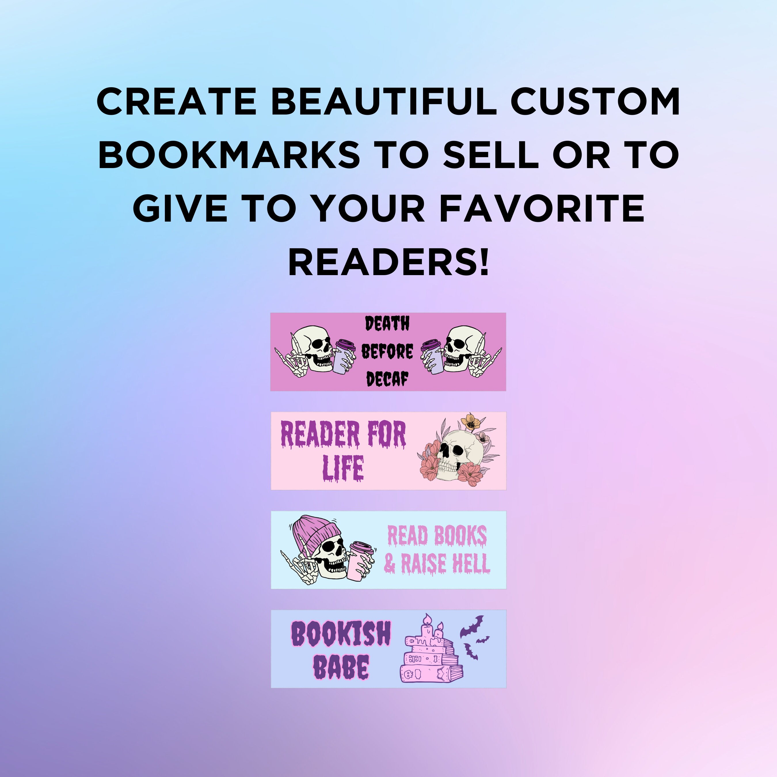 Printable Bookmark Canva Template 2x6 Bookmarks Editable Drag and Drop ...