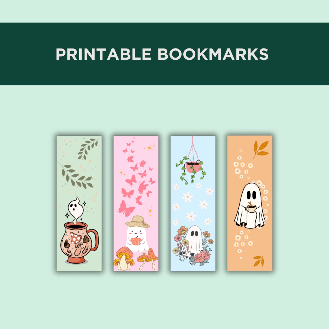 Cottagecore Halloween Bookmarks Coffee Spooky Ghost Bookmark for Reader ...