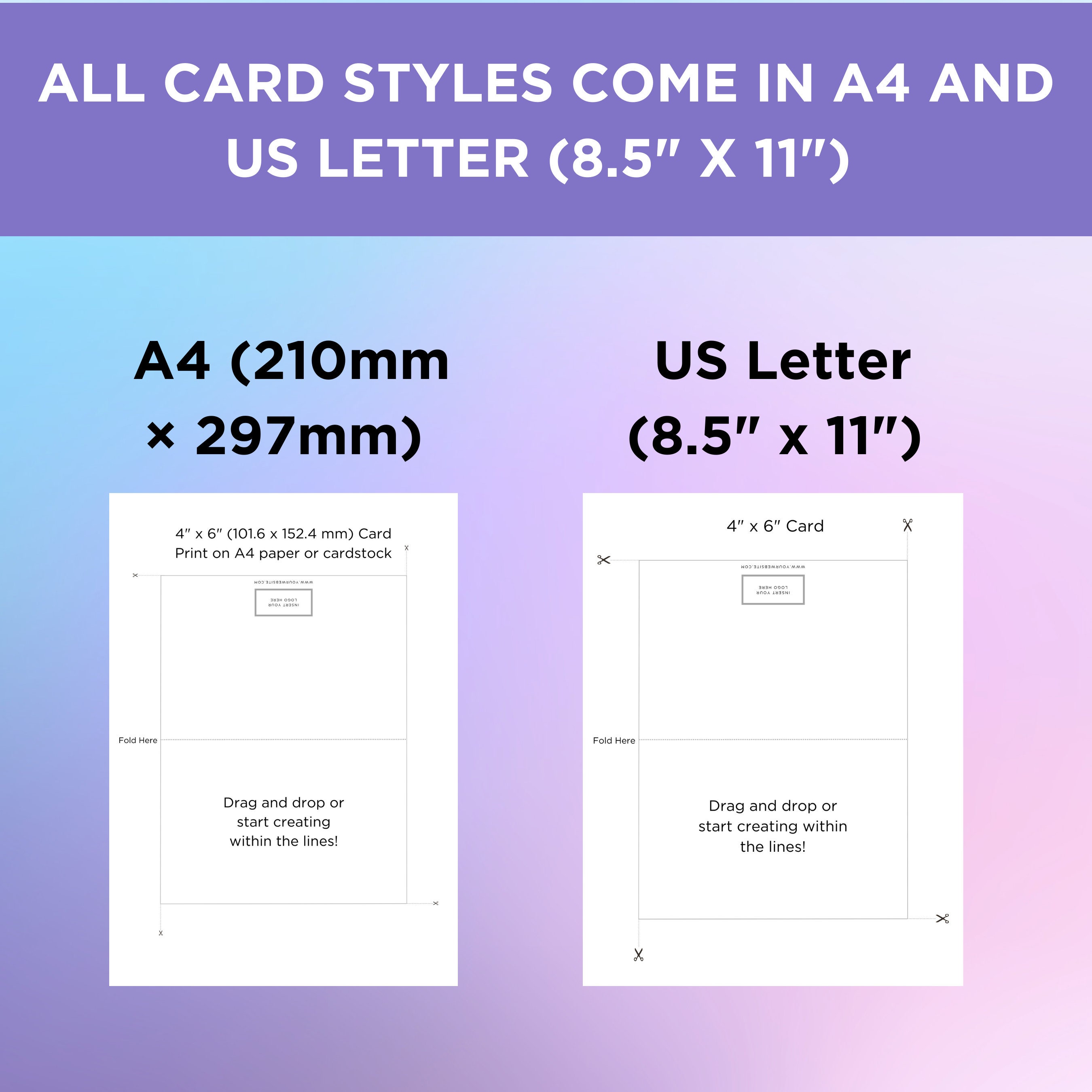 Printable Greeting Card Canva Template Bundle 5x7 4x6 Editable Drag and ...