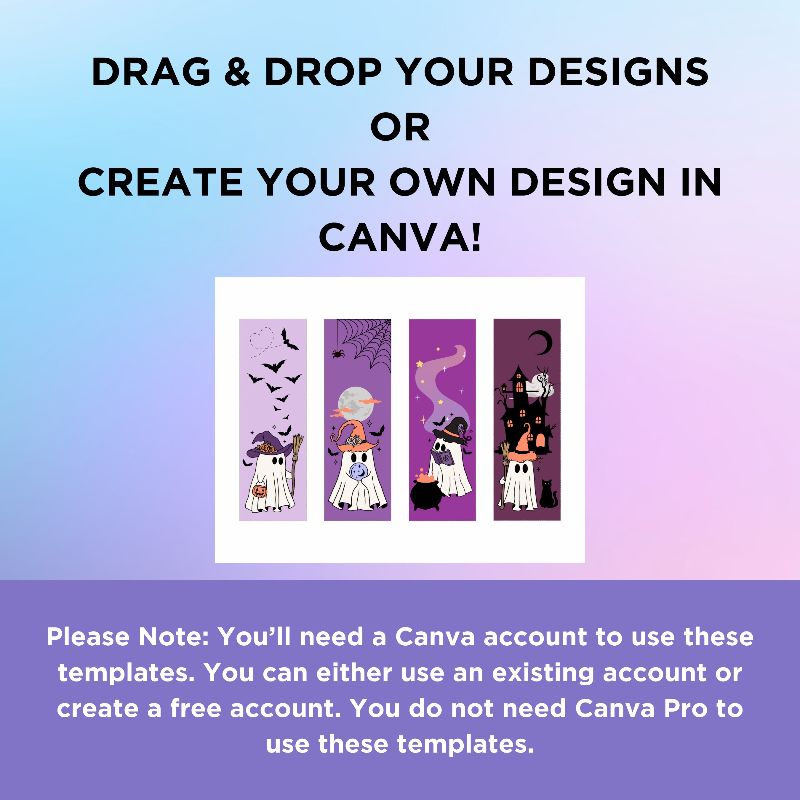 Printable Bookmark Canva Template 2x6 Bookmarks Editable Drag and Drop ...