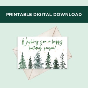 Printable Christmas Card Happy Holidays Card Winter Greeting Card ...