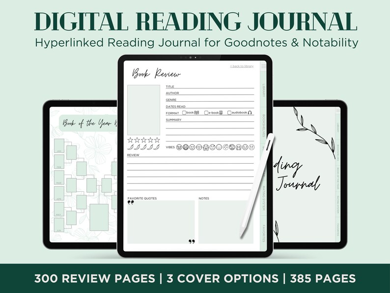 Digital Reading Journal for Goodnotes Digital Reading Tracker for iPad ...