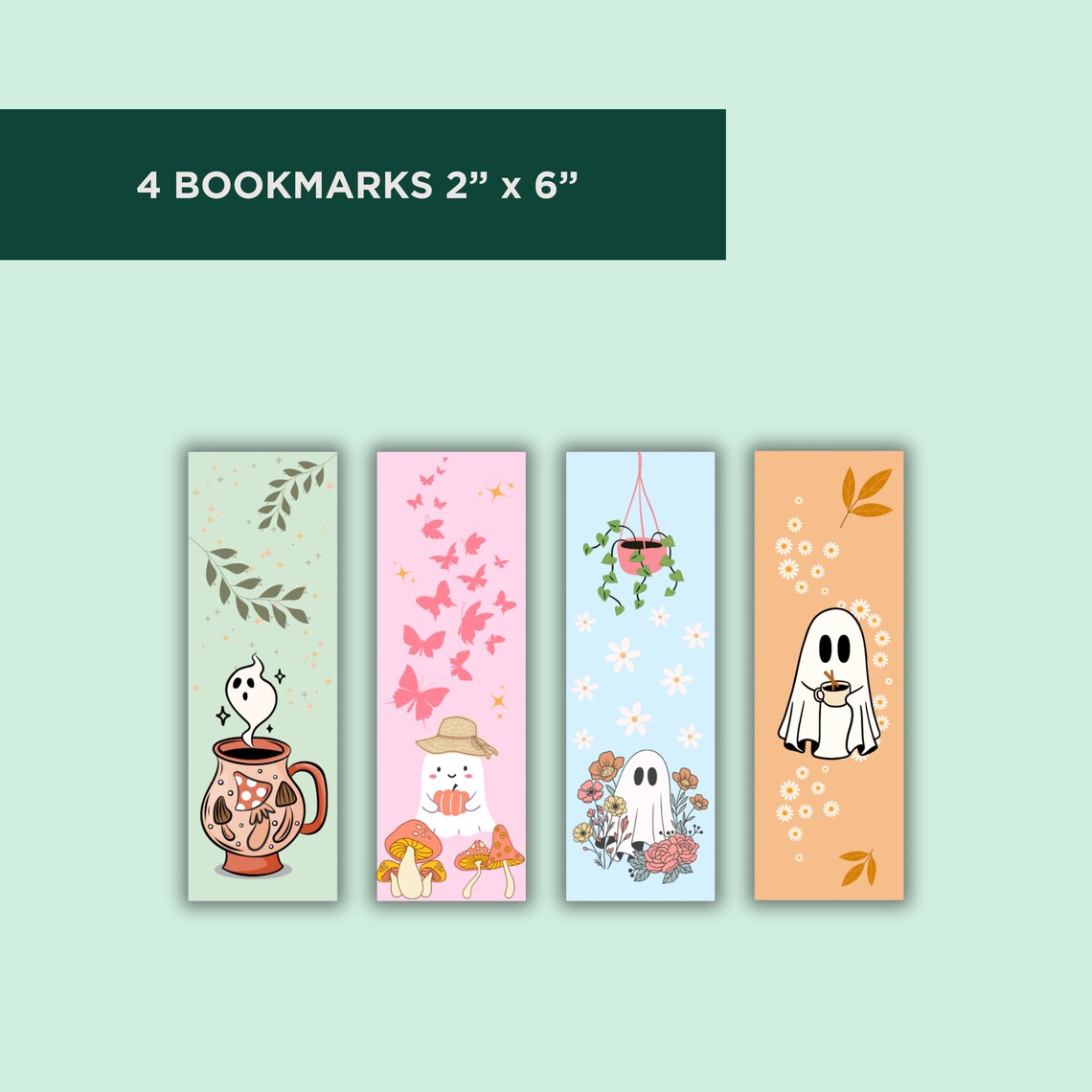 Cottagecore Halloween Bookmarks Coffee Spooky Ghost Bookmark for Reader ...
