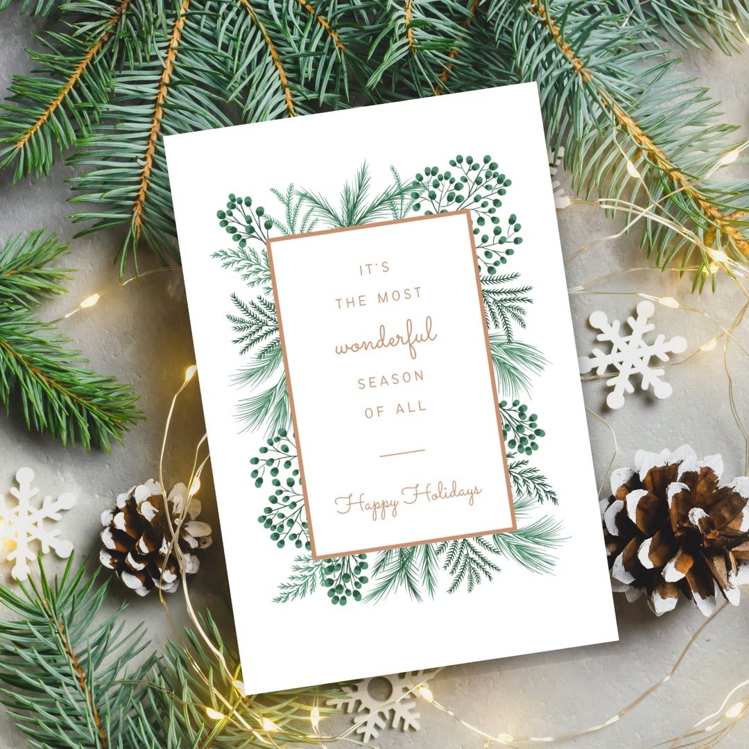 Printable Christmas Card Happy Holidays Card Winter Greeting Card ...
