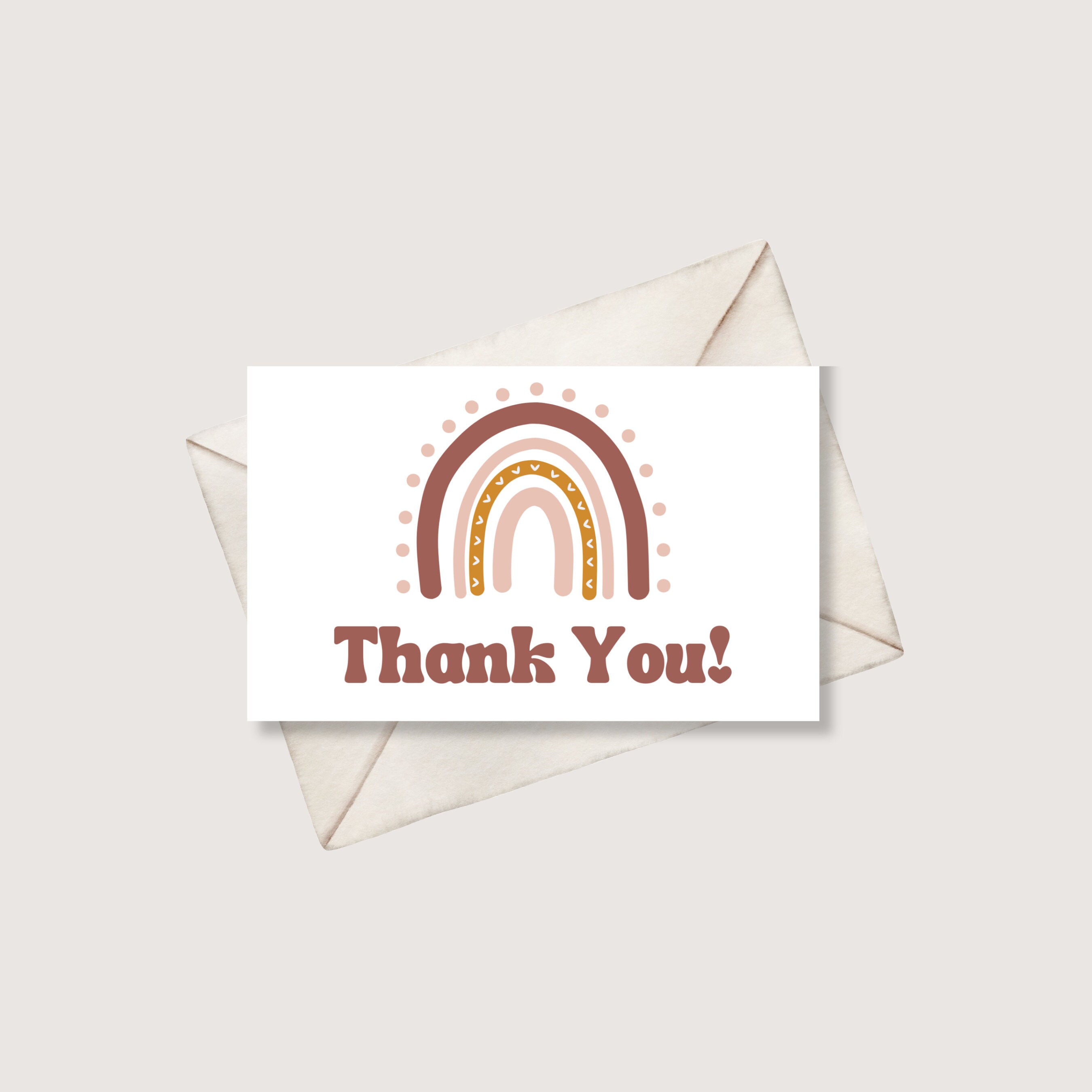 Thank You Card Printable Neutral Boho Rainbow Thank You Card for Friend ...