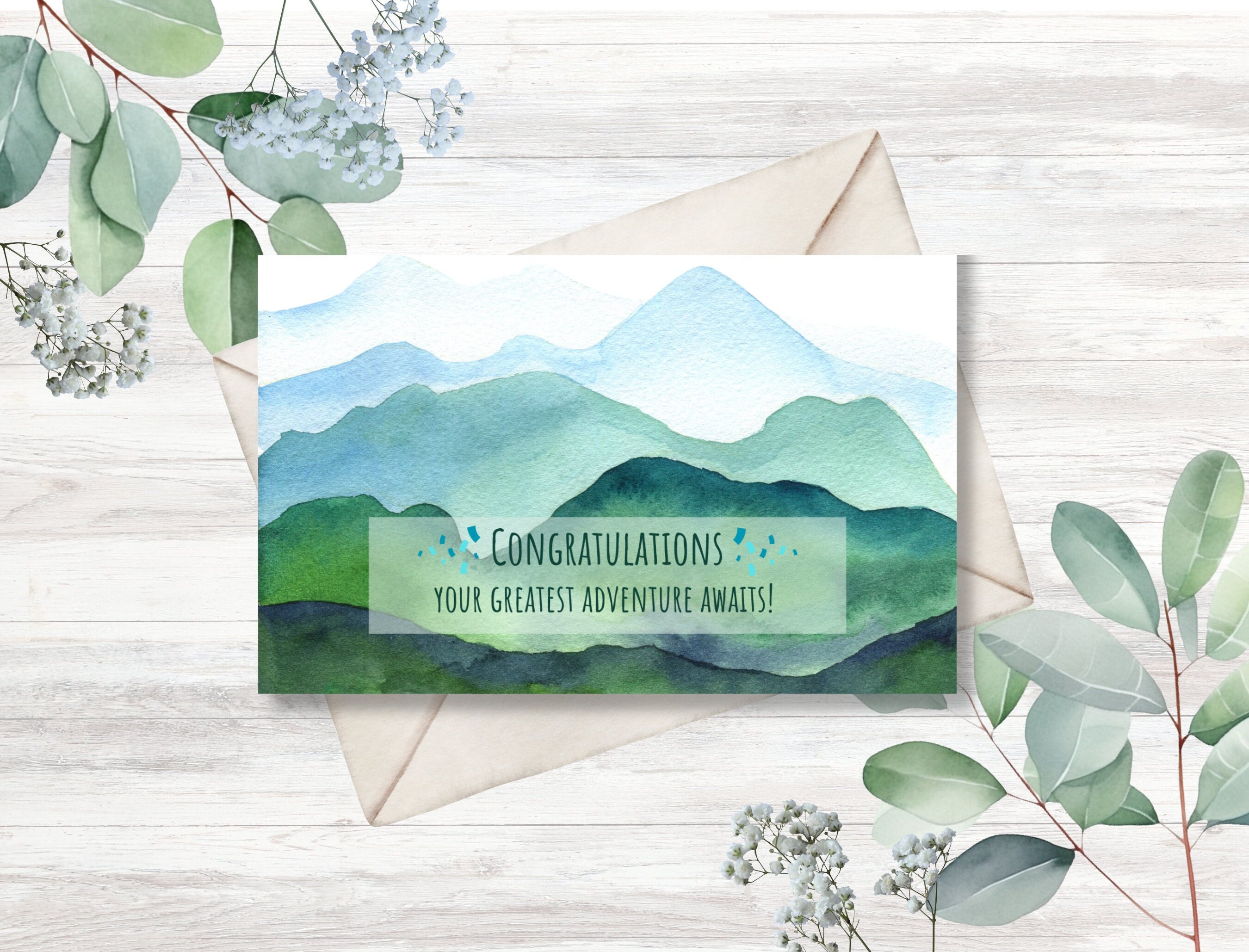 Printable Wedding Card Congratulations Mountain Card for Outdoorsy ...