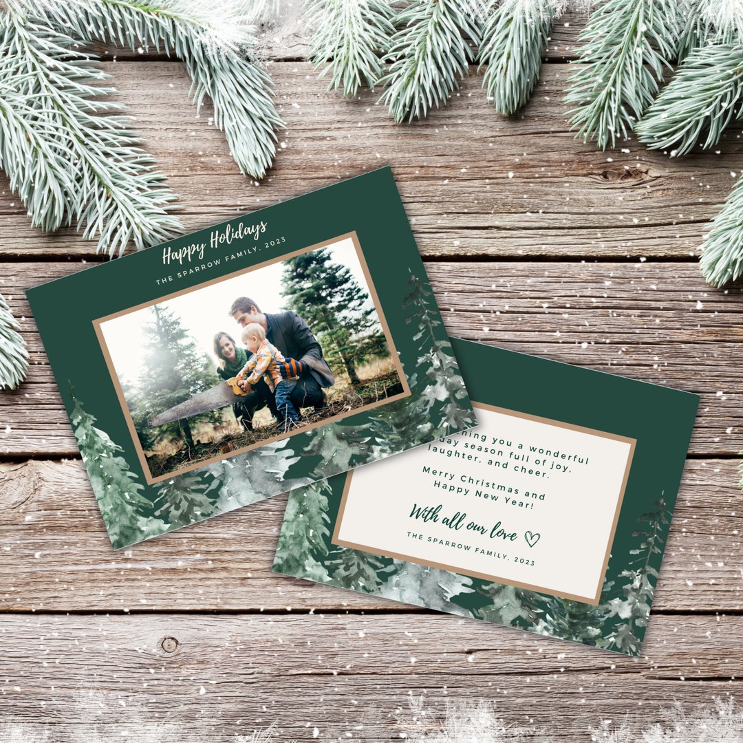 Editable Christmas Card Template Photo Christmas Card Template ...