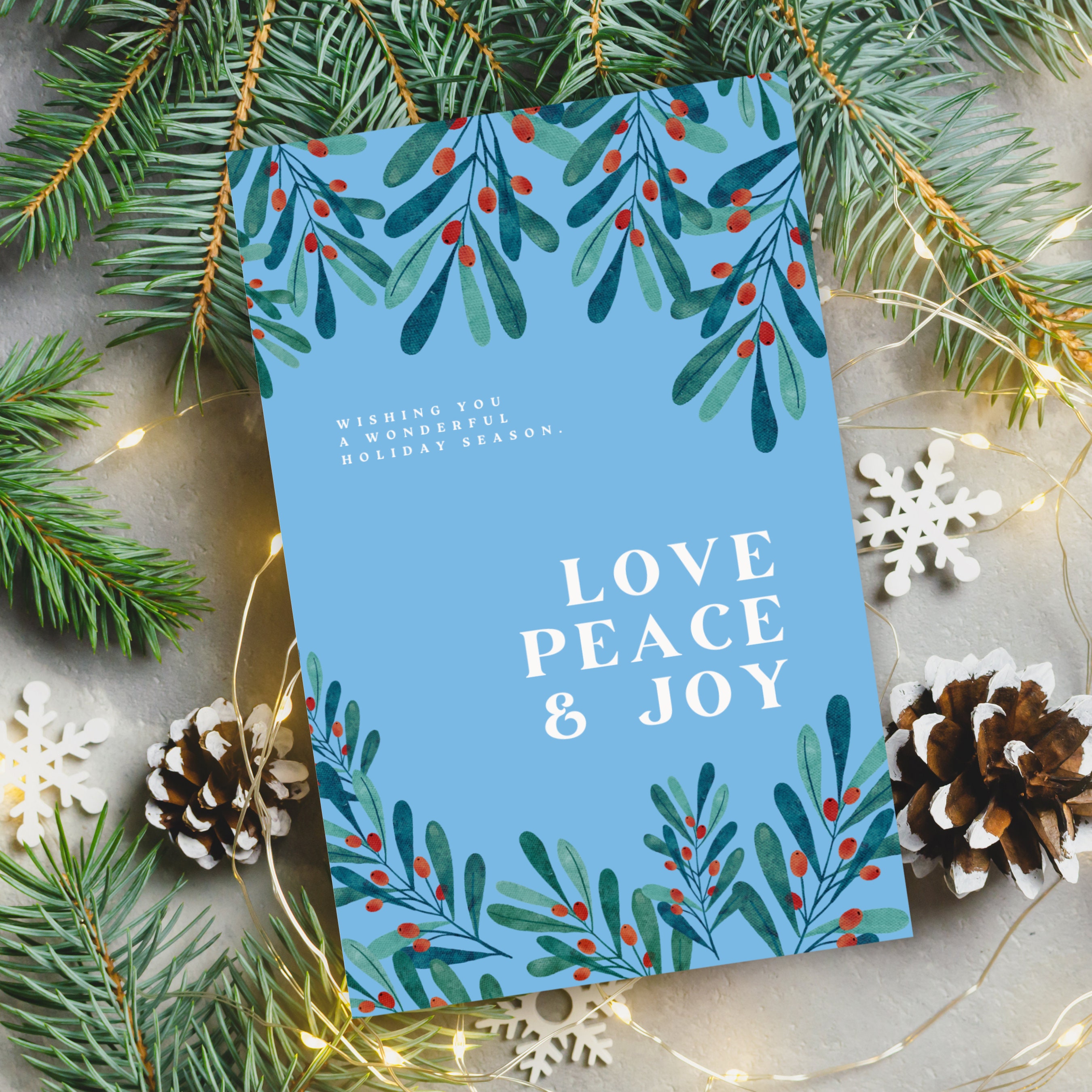 Printable Christmas Card Happy Holidays Card Winter Greeting - Etsy