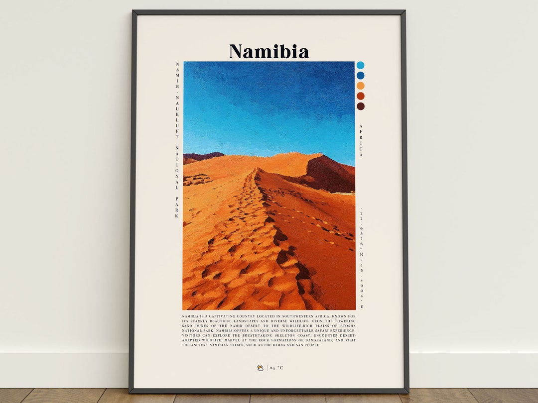 Namibia Travel Print, Namibia Palette Art, Namibia Digital Oil Painting ...