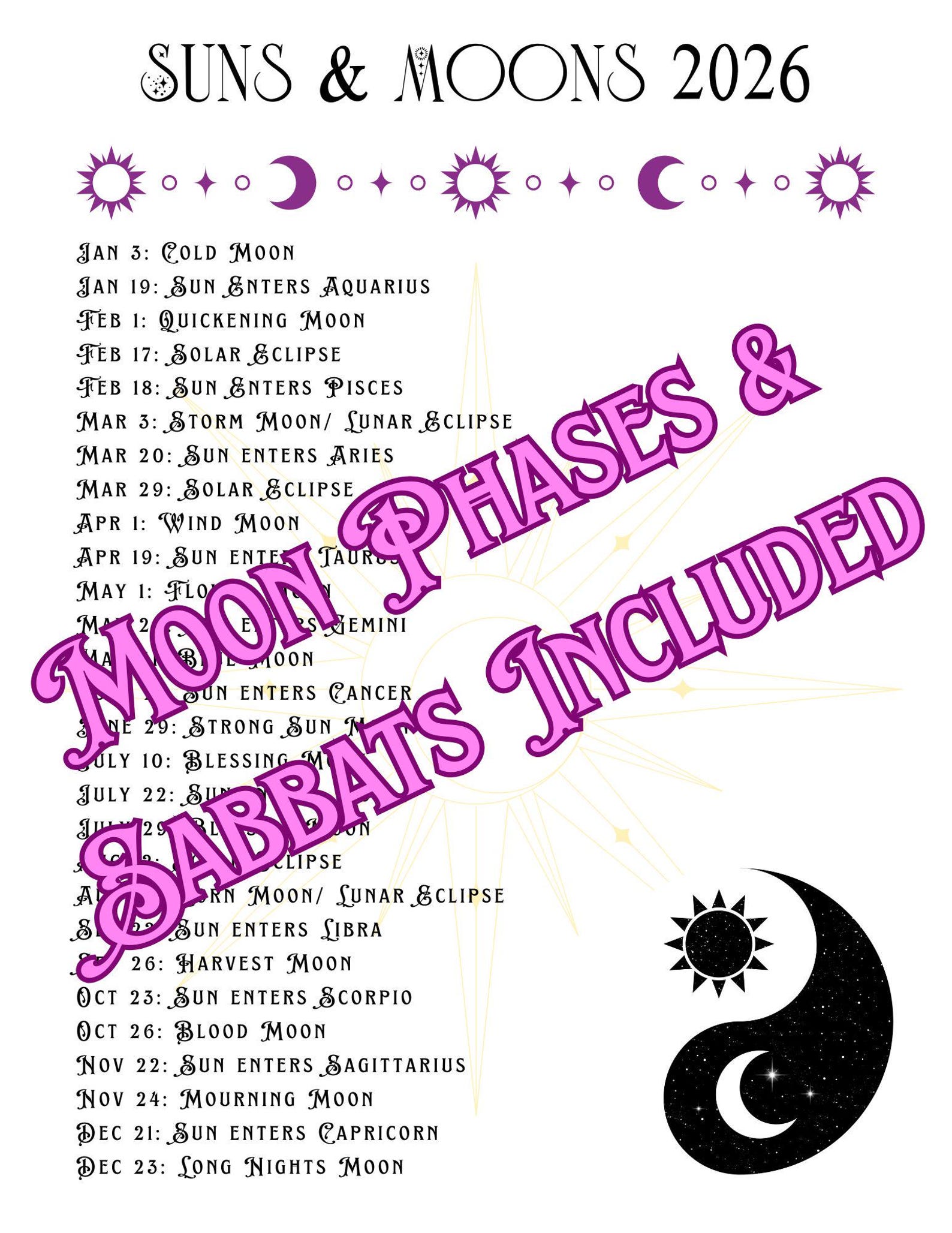 2026 Witch Planner | Oracle's Almanac | Moon Phases, Manifestation ...