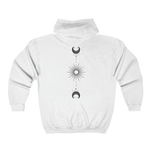 Zip Front Sunburst Moon Hoodie - Etsy