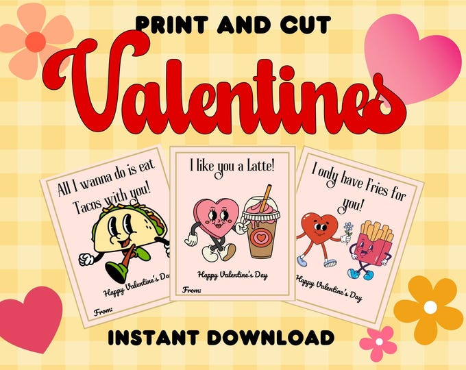 Valentine’s Food Pun Cards | Cute & Editable | 20-pack. Instant ...
