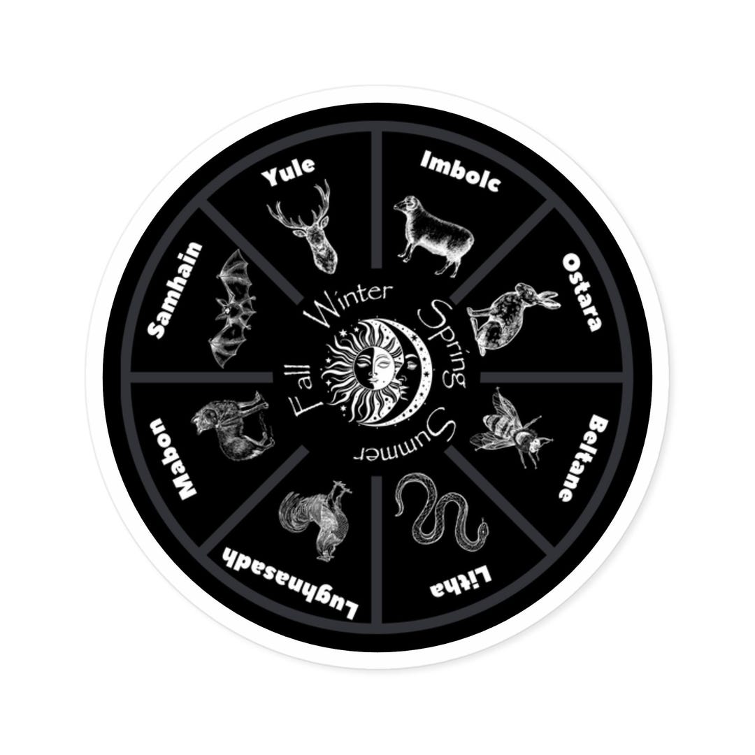 Pagan Wiccan Wheel of Year Black Animals Vinyl Sticker - Etsy
