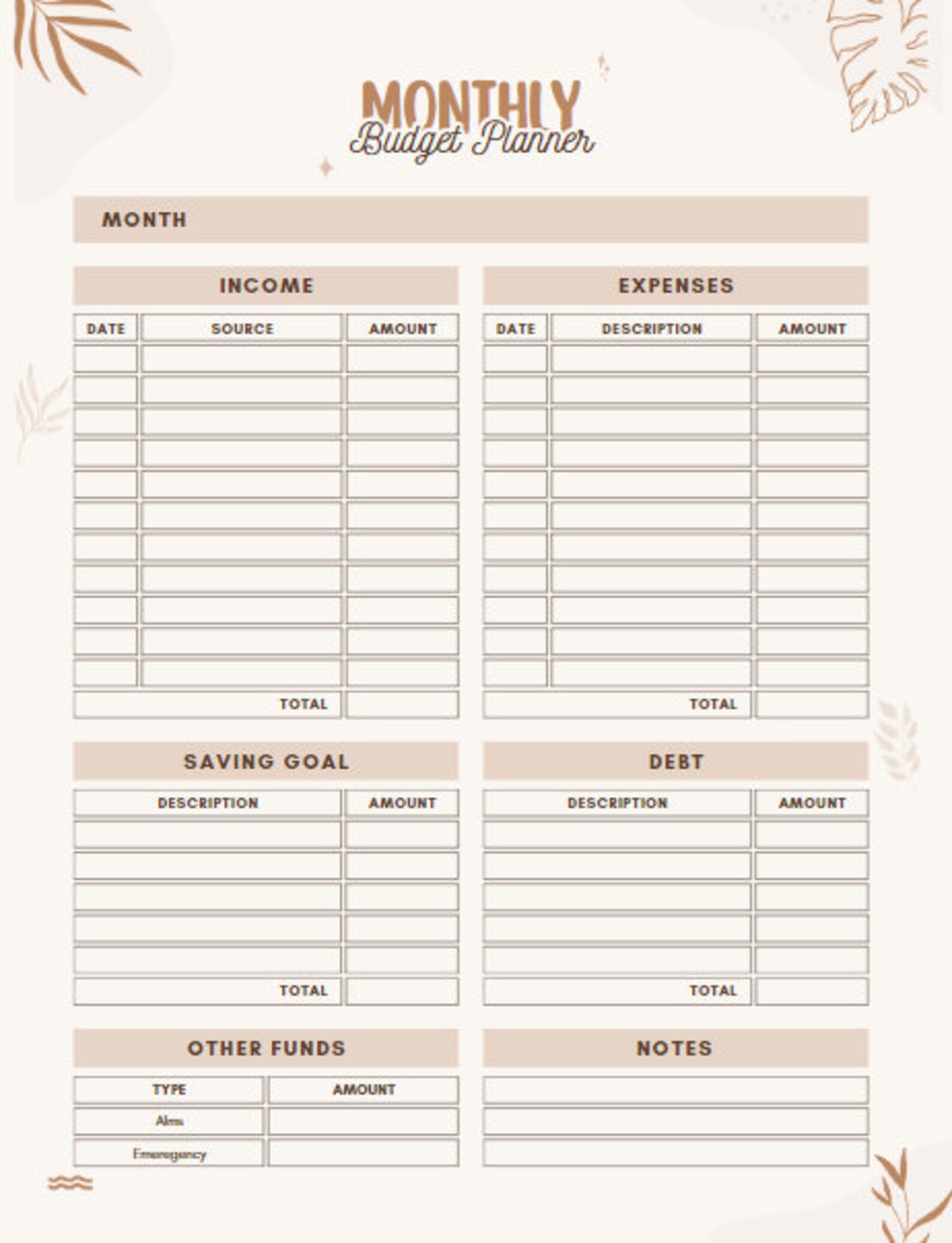 Monthly Budget Templates - Etsy