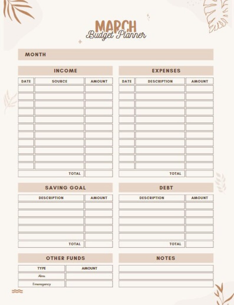 Monthly Budget Templates - Etsy