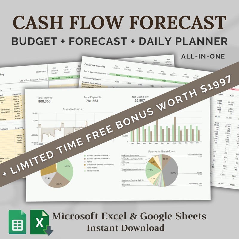 Excel Cashflow Spreadsheet - Etsy