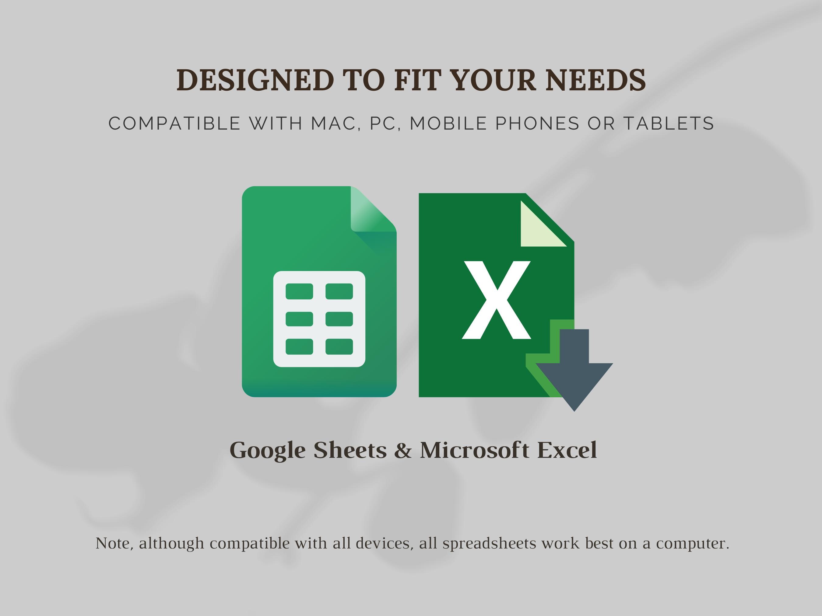 Digital Calendar Spreadsheet for Excel or Google Sheets (any Year ...