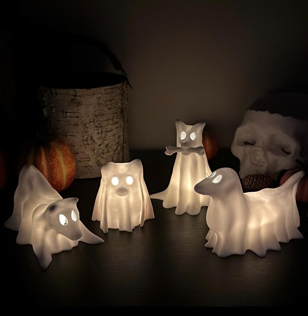 3D Printed Ghost Dog Tea Candle Lights/decoration-wiener, Playful ...