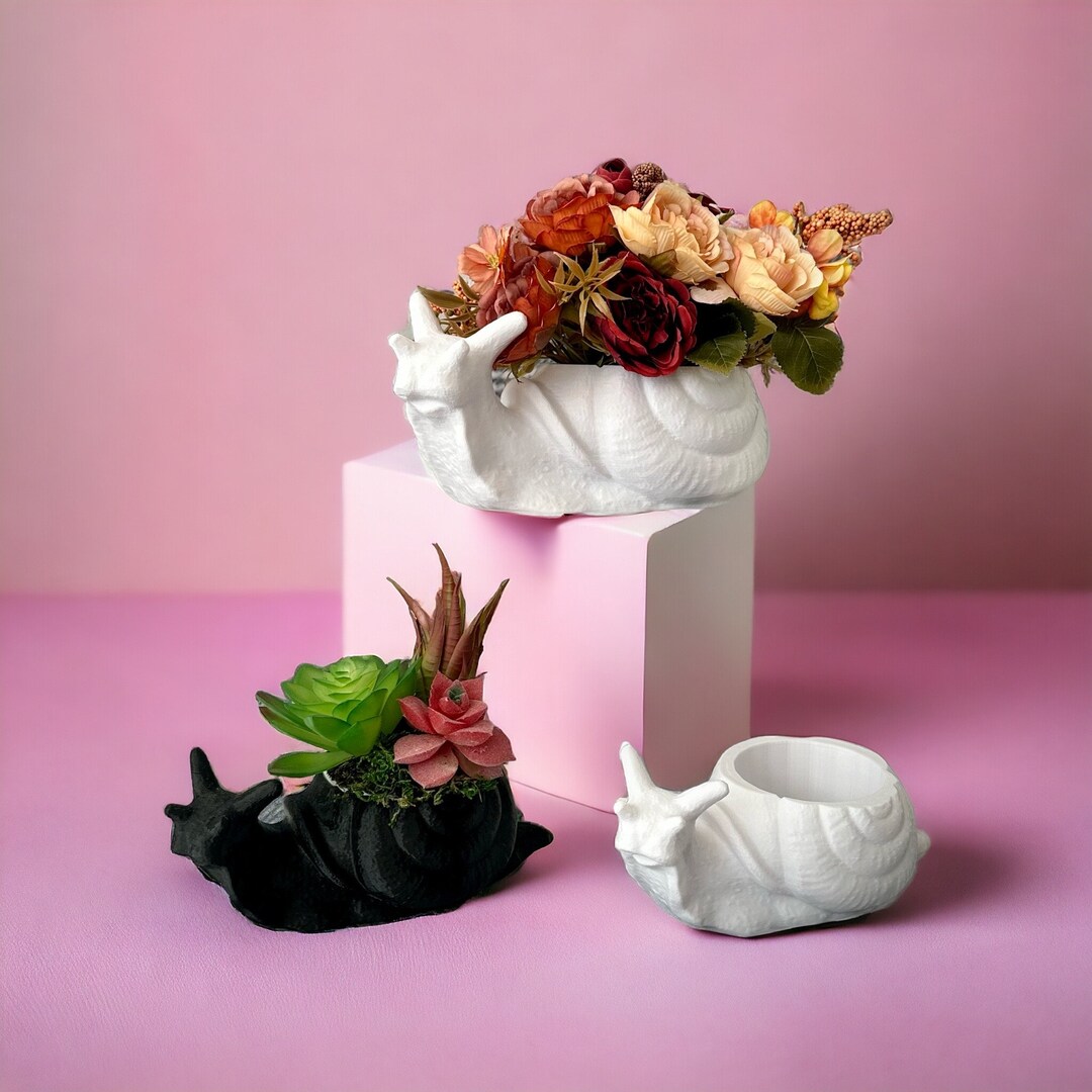 Realistic 3D Printed Snail Planter - Unique Sizes and Colors for Your ...