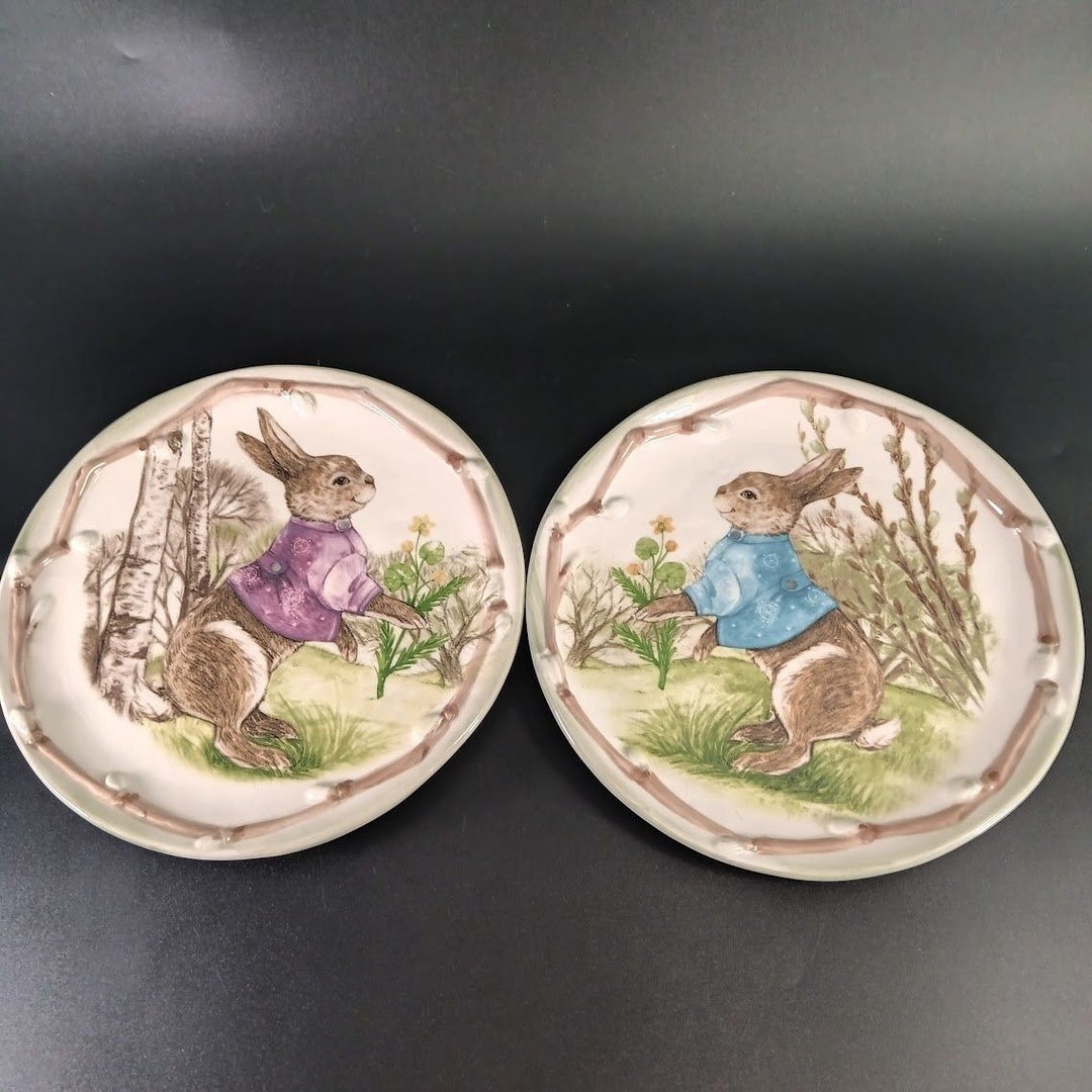 Easter Rabbit Salad Plates 8 Ceramic Set of 2 - Etsy