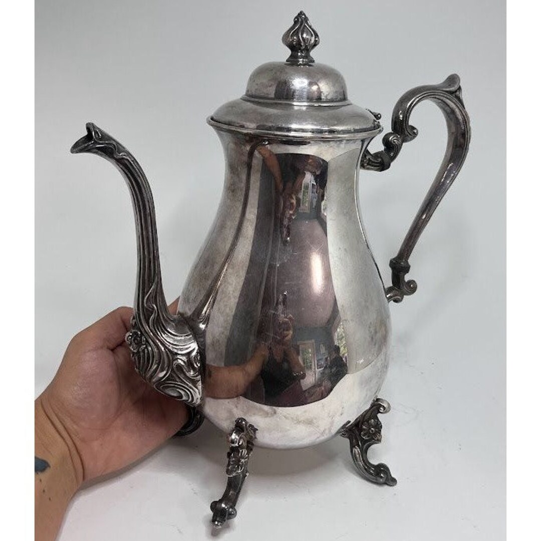 Vintage Sheridan Silver on Copper Chippendale Style Silverplate Footed ...