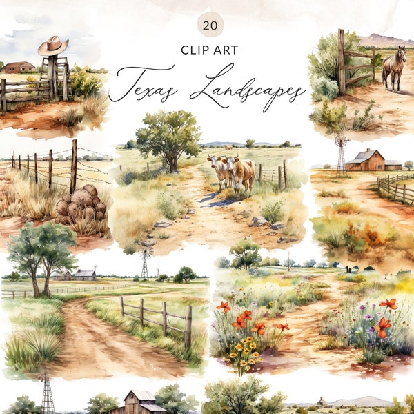 Texas Watercolor - Etsy