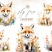 Watercolor Fox Clipart, Boho Fox Clipart With Flowers, Baby Fox Clipart ...