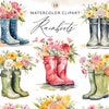 Spring Rain Boots, Watercolor Png Clipart, Spring Illustration, Garden ...