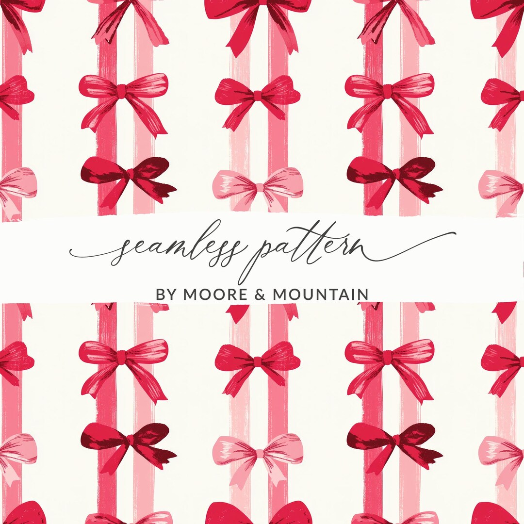 Pink Bow Seamless Background Pattern Valentines Day Bows Seamless ...
