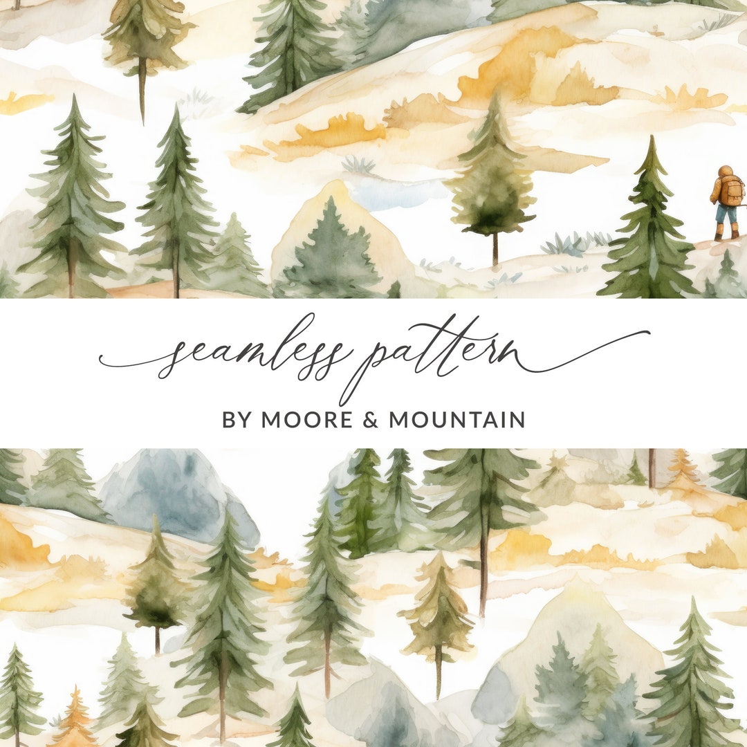 Mountain Climbing Background, Outdoor Adventure Seamless Background ...